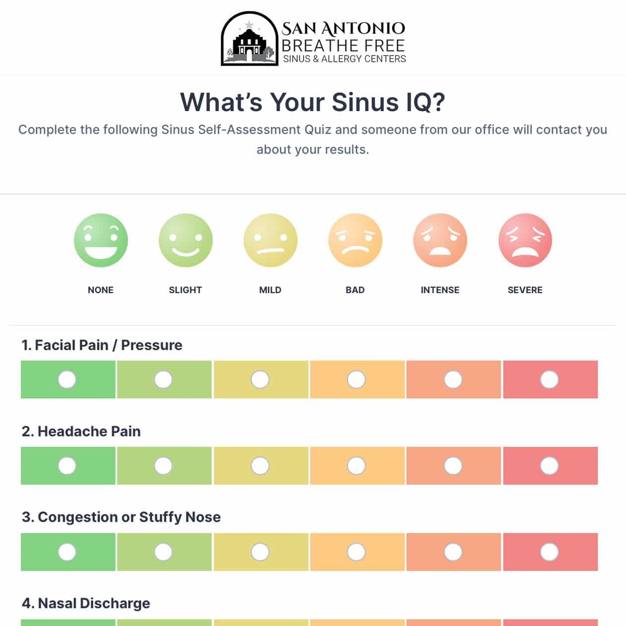 Sinus Assessment | San Antonio Breathe Free | Sinus & Allergy Centers